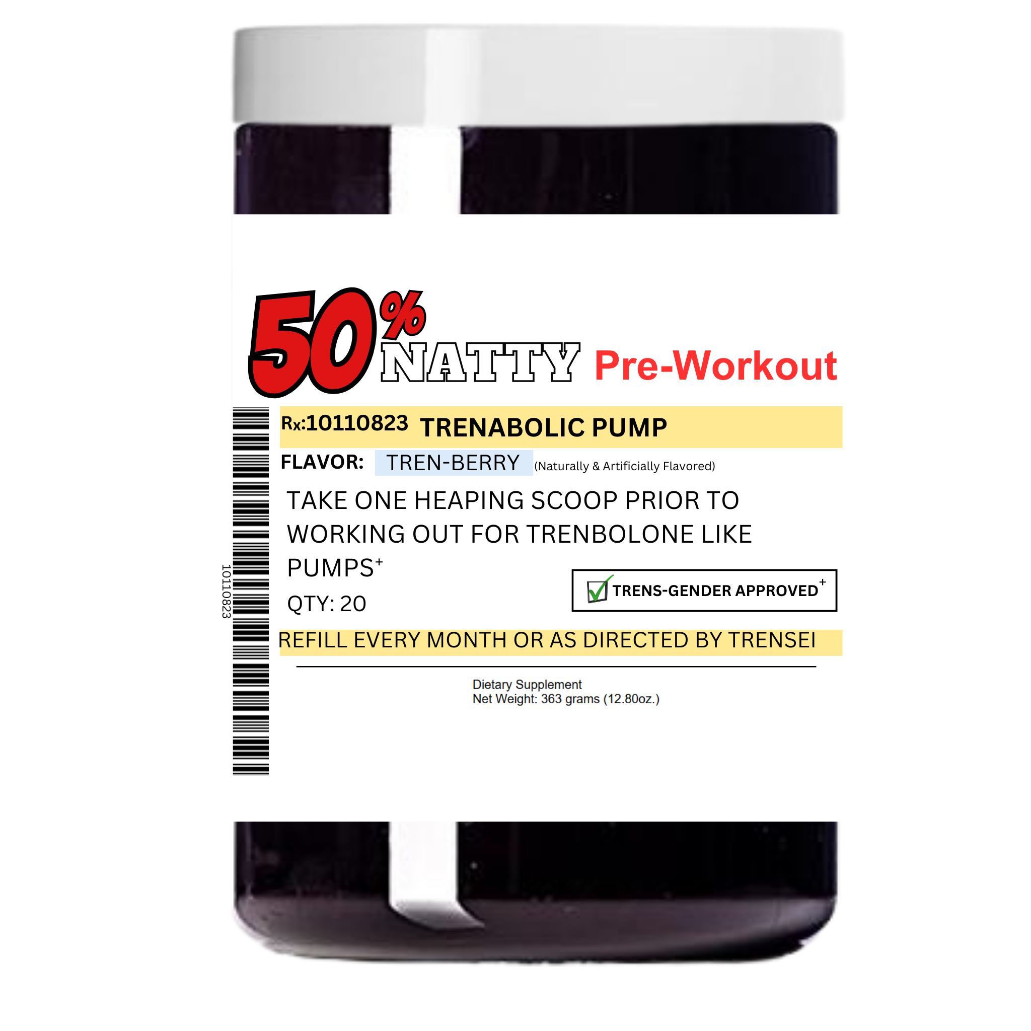 50% Natty Pre-Workout Trenabolic Pump Tren-Berry Flavor – 50percentnatty